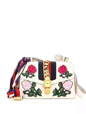 Gucci Sylvie Embroidered Leather Small Shoulder Bag