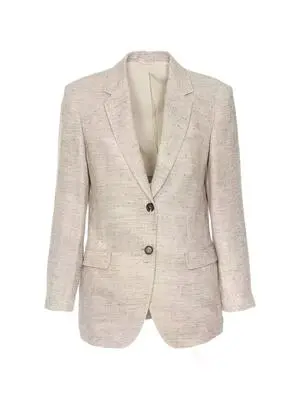 Brunello Cucinelli Linen Tailored Blazer - Brown