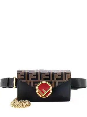 Fendi F Is Convertible Leather With Zucca Embossed Detail Belt Bag - Brown