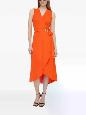 MORGAN Buckle-detail Wrap Asymmetric Dress - Orange