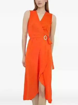 MORGAN Buckle-detail Wrap Asymmetric Dress