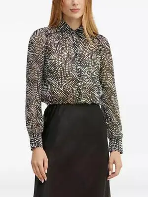 MORGAN Polka-dot Sheer Button-up Shirt