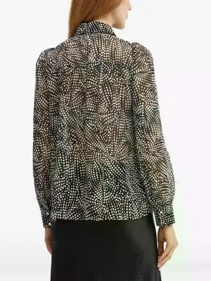 MORGAN Polka-dot Sheer Button-up Shirt