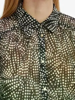 MORGAN Polka-dot Sheer Button-up Shirt