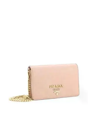 Prada Chain Wallet Saffiano Leather Crossbody Bag - Neutrals