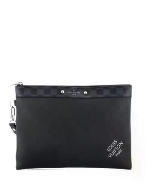 LOUIS VUITTON Pochette To Go Damier Infini Leather Clutch Bag - Black