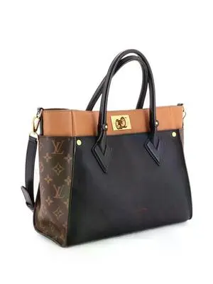 LOUIS VUITTON On My Side Leather With Monogram Canvas Mm Tote Bag