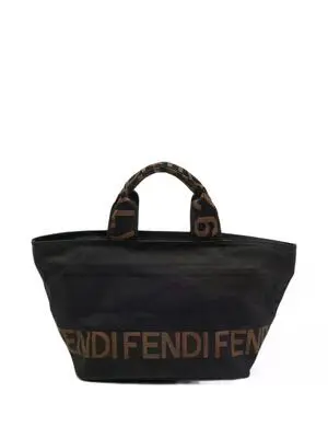 Fendi 2009 Logo-print Canvas Tote Bag - Black