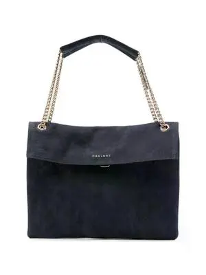 Orciani Grained-leather Chain-strap Shoulder Bag - Blue