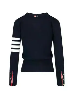 Thom Browne 4-bar Stripe Merino Wool V-neck Cardigan