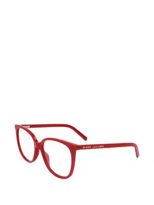 Marc Jacobs Logo-print Geometric-frame Glasses - Red