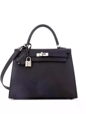 Hermès Kelly Handbag Noir Epsom With Palladium Hardware 25 Satchel - Black