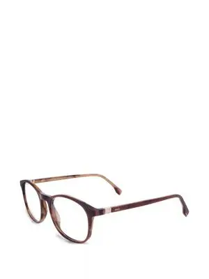 BOSS Tortoiseshell-effect Round Frame Eyeglasses - Brown
