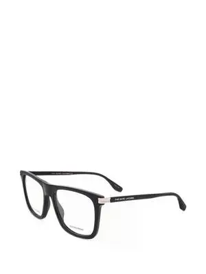 Marc Jacobs Logo-plaque Square-frame Glasses - Black