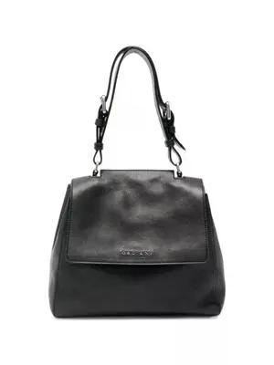 Orciani Logo-lettering Foldover Shoulder Bag - Black