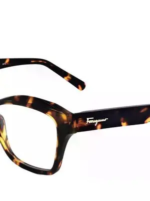 FERRAGAMO Tortoiseshell-effect Geometric-frame Glasses