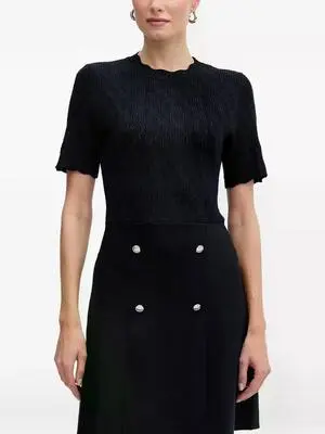MORGAN Pointelle-knit Button-detail Mini Dress