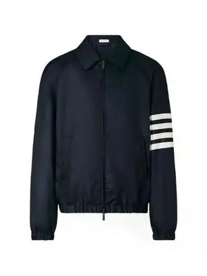 Thom Browne Ripstop Raglan Coach Jacket With 4-bar Detailing - Blue