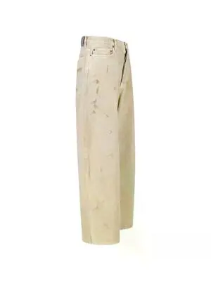 Balenciaga Distressed Paint-splatter Wide-leg Jeans - Neutrals