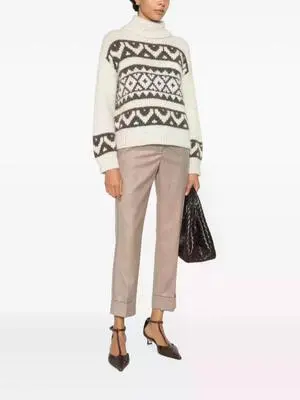 Peserico Turn-up Cuff Trousers In Micro-check