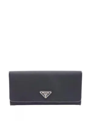Prada 2010s Triangle Logo Long Wallet - Black