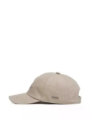 Zegna Logo-plaque Cashmere Baseball Cap - Neutrals
