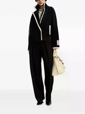 Essentiel Antwerp Double-breasted Faux-shearling Jacket With Contrasting Trim