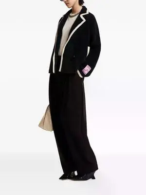 Essentiel Antwerp Double-breasted Faux-shearling Jacket With Contrasting Trim