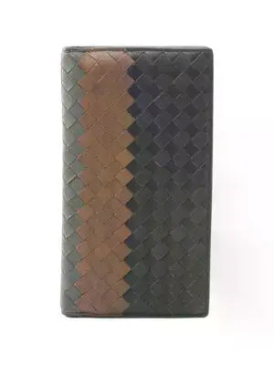 Bottega Veneta 2000s Intrecciato Bi-fold Long Wallet - Blue