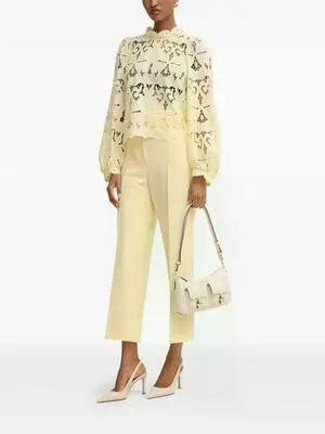 MORGAN Guipure Lace High Neck Blouse - Yellow