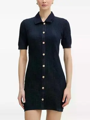 MORGAN Basket-weave Denim-collar Mini Dress