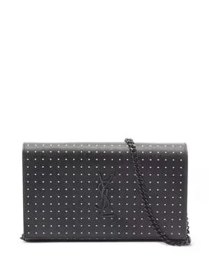 Saint Laurent 2010s Cassandre Polka Dot Chain Clutch Bag - Black