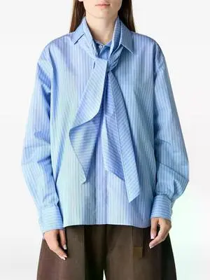 Sacai Striped Pussy-bow Shirt - Blue