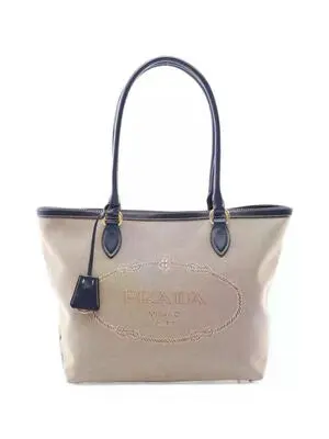 Prada 2010s Logo-print Tote Bag - Neutrals