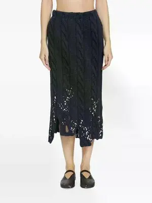PILLINGS Embroidered Cable-knit Skirt
