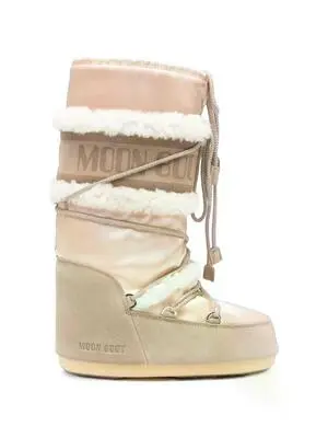 Moon Boot Suede-trim Faux-shearling Boots - Neutrals