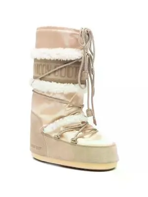 Moon Boot Faux-shearling Trimmed Boots - Neutrals