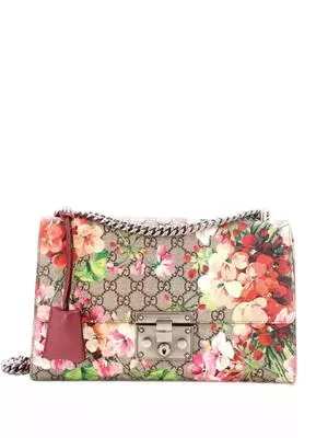 Gucci Padlock Blooms Print Gg Coated Canvas Medium Shoulder Bag