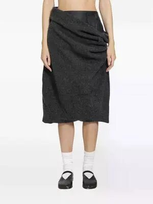 PILLINGS Draped Wool Midi Skirt