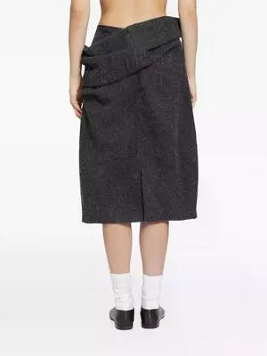 PILLINGS Draped Wool Midi Skirt