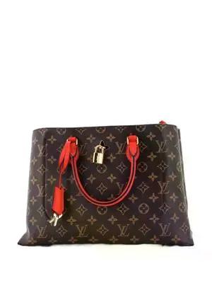 LOUIS VUITTON Flower Monogram Canvas With Leather Tote Bag