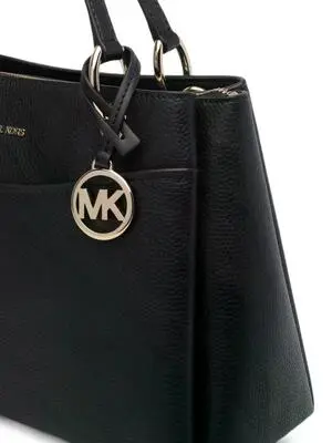 Michael Kors Pebbled Leather Shoulder Bag With Logo Plaque