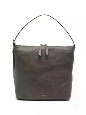 A.p.c. A.P.C. Vera Grained Leather Shoulder Bag Grey
