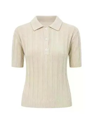 Max Mara Ribbed-knit Linen Polo Shirt