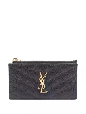 Saint Laurent 2020s Fragment Monogram Card Case - Black