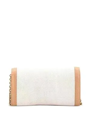 Saint Laurent Le Maillon Chain Wallet Canvas With Leather Crossbody Bag