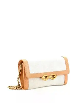 Saint Laurent Le Maillon Chain Wallet Canvas With Leather Crossbody Bag