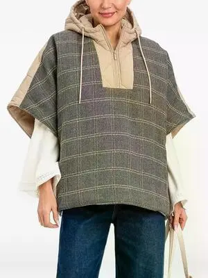 TWINSET Checked Hooded Poncho