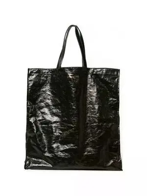 UMA WANG Logo-print Crinkled-effect Tote Bag - Green