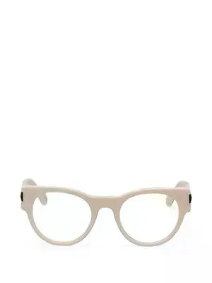 Off-White Logo-plaque Round-frame Glasses - Neutrals